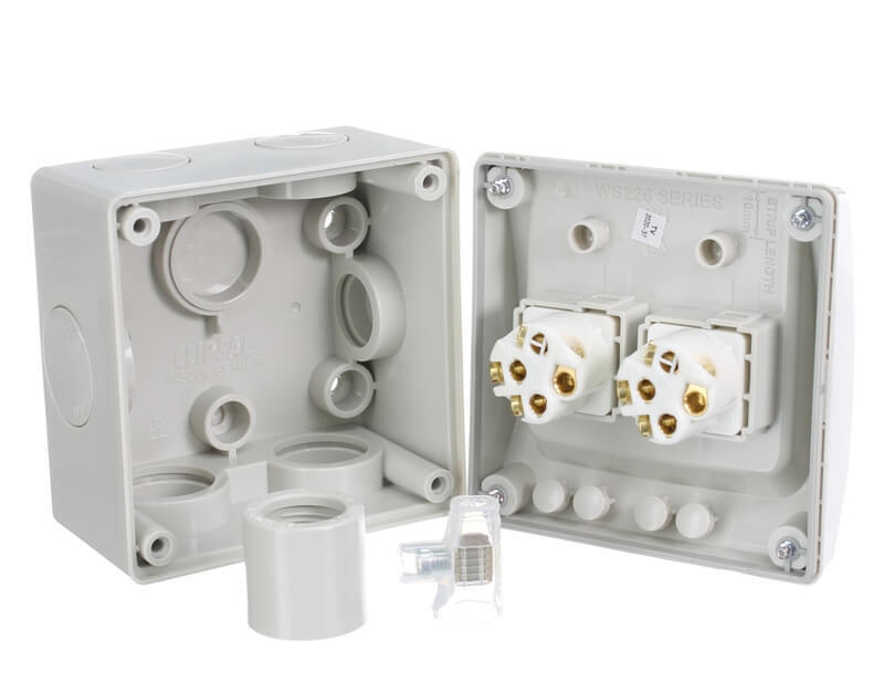 Clipsal WS226/2-RG | Double Weatherproof Switch 16amp IP66