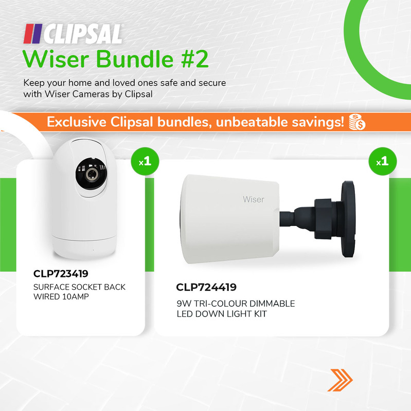 Clipsal Iconic Wiser Camera Pack | 1 x Outdoor + 1 x Indoor IP Cameras