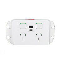 Clipsal 3025USBAC-VW-5Bundle | Iconic Twin Socket Switched Horizontal 1xEx2 USB Charger A+C | 5 Bund