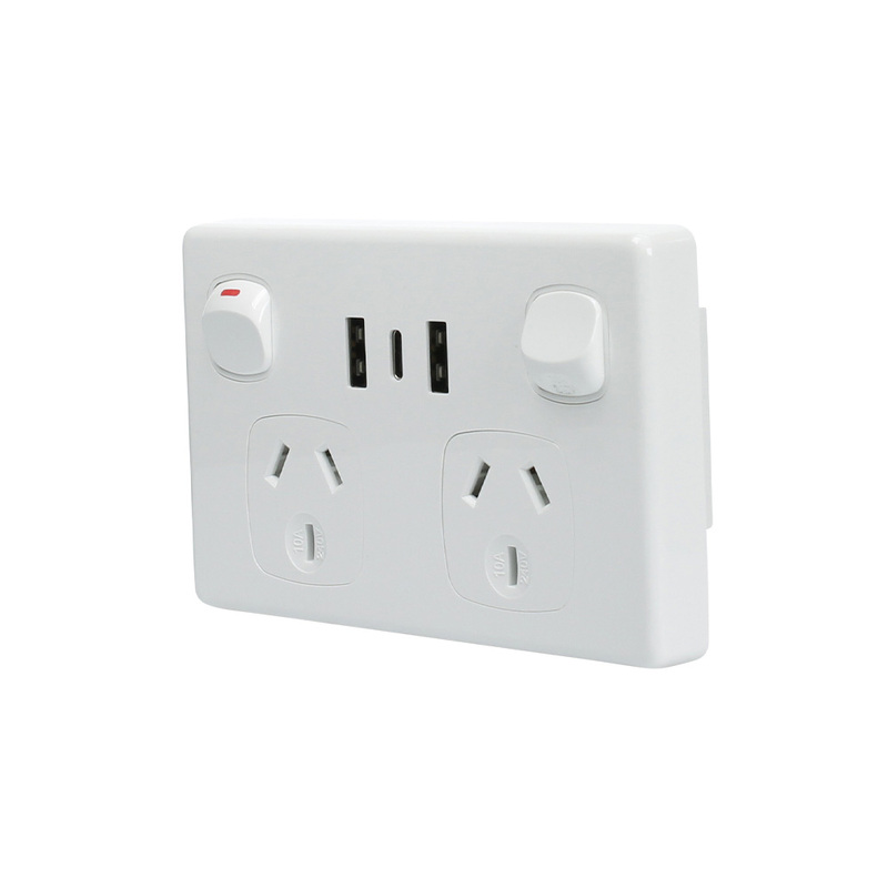 4Cabling 040.000.0117 | Double Power Point with 5V 2 x 2.4A and 3A Type ...