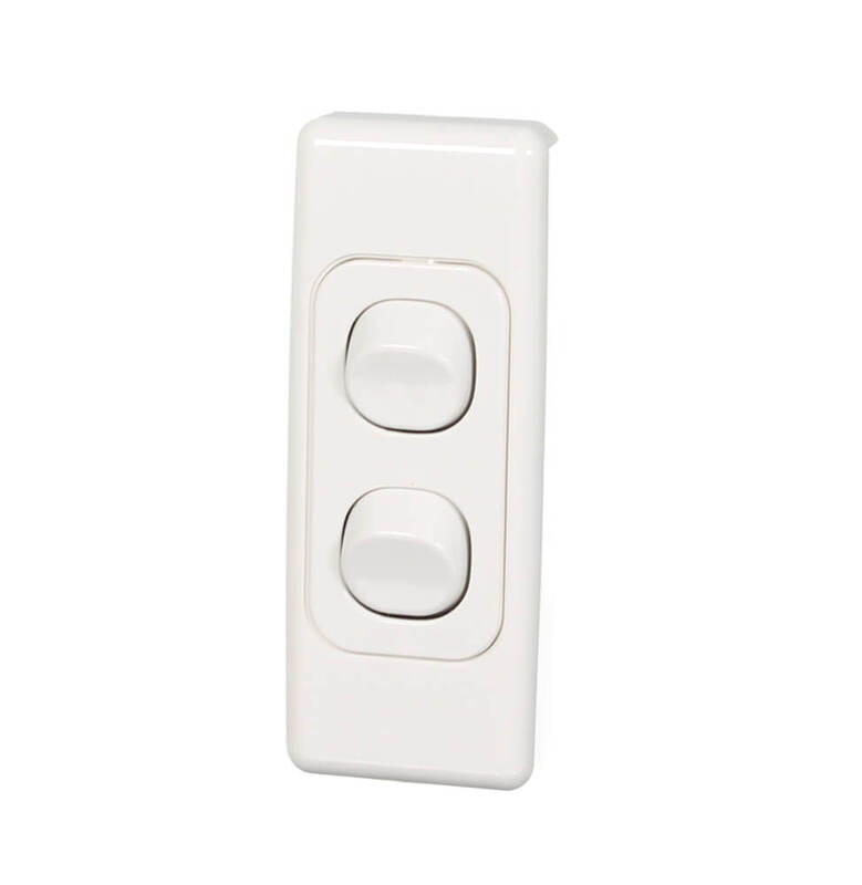 Clipsal 2032A-WE | 2 Gang Architrave Switch 10amp White | 2000 Series