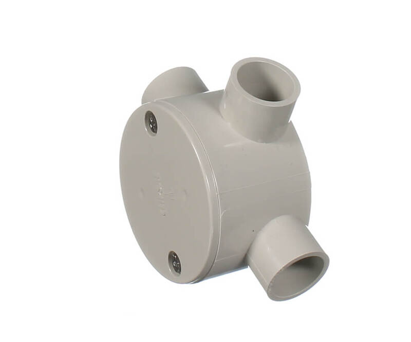 Clipsal 3 Way 20mm Round Shallow Junction Box | 240-20-3-GY | Jbox
