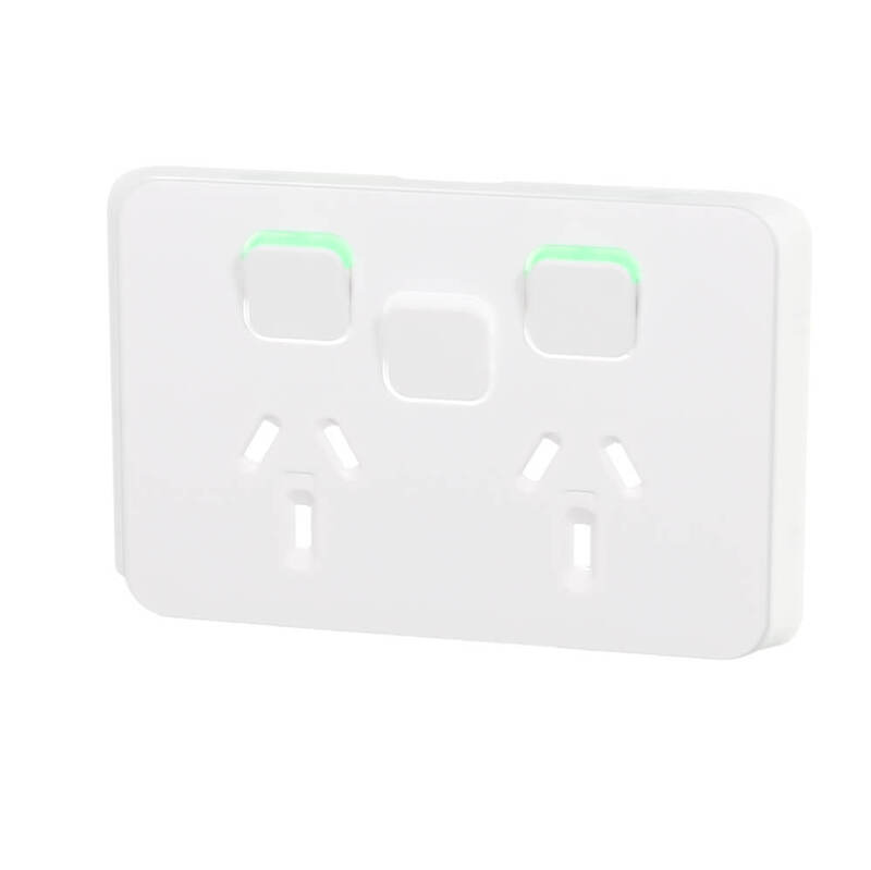 Clipsal Iconic 3025XC-VW | Double Power Point Extra Switch Skin White ...