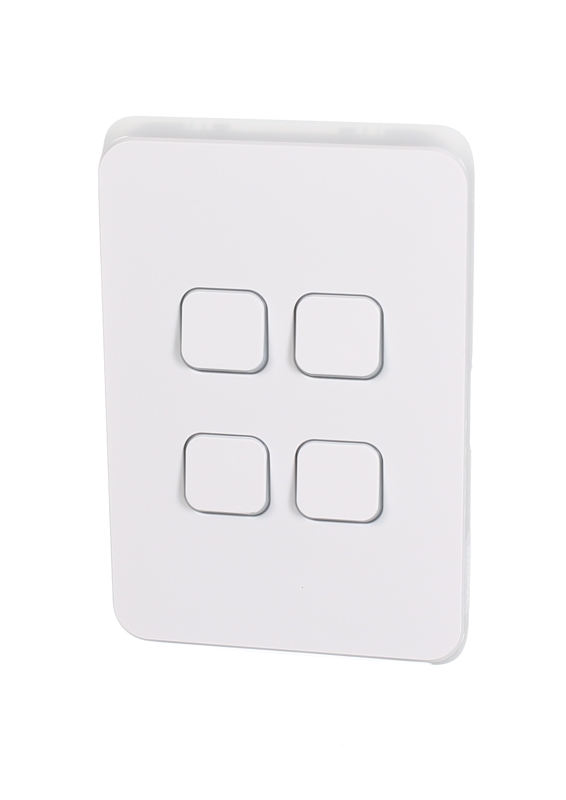 Clipsal Iconic 3044VA-VW | Switch 4 Gang 10Amp | Vivid White - Clipsal by Schneider Electric