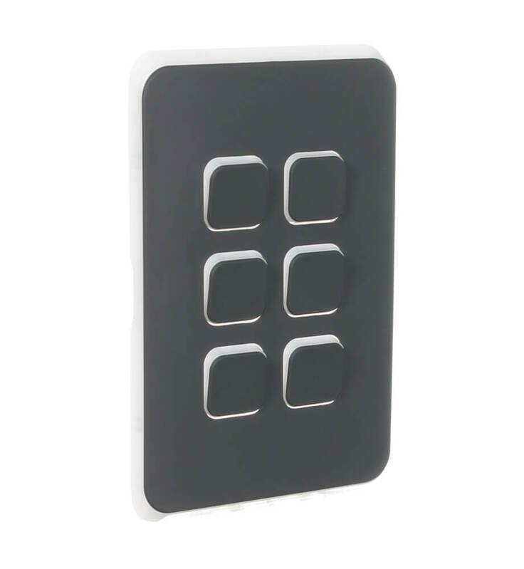 Clipsal Iconic 3046C-AN | 6 Gang Switch Plate Cover Anthracite | (Skin ...