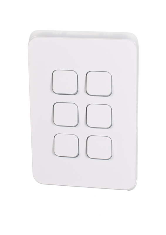 Clipsal Iconic 3046VA-VW | Switch 6 Gang 10Amp | Vivid White
