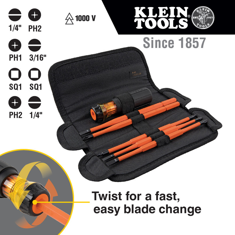 Klein Tools 32288 | 8-in-1 Interchangeable Insulated Screwdriver Set ...