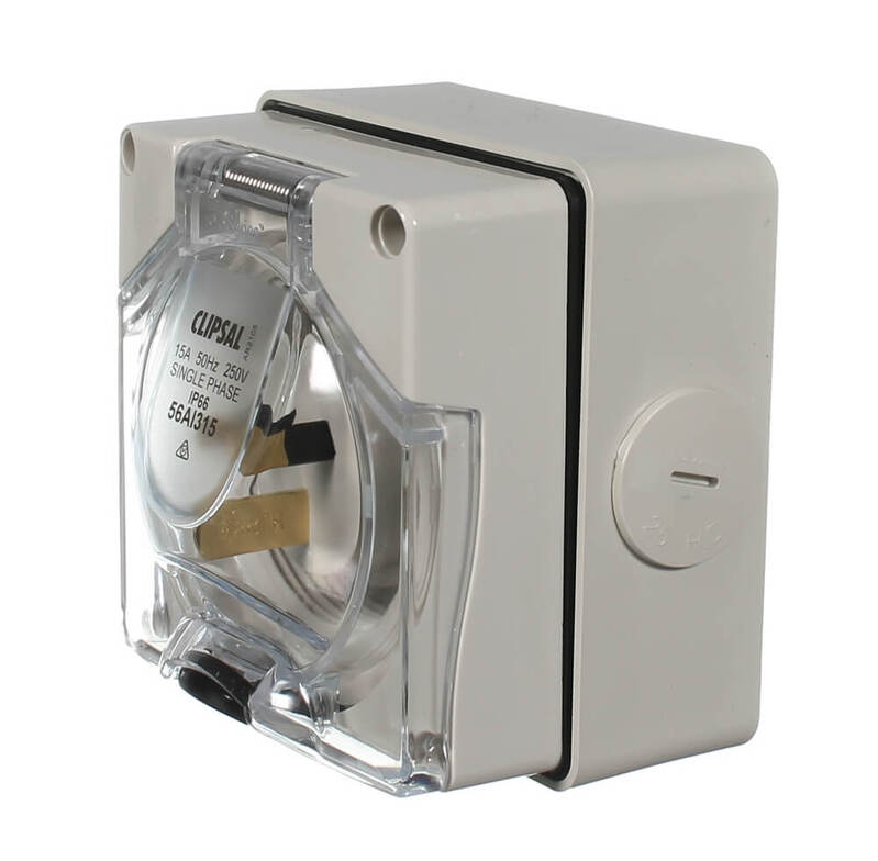 CLIPSAL 56AI315 | Appliance Inlet 3 Flat Pin 15Amp IP66 Rated (Grey) 56 ...