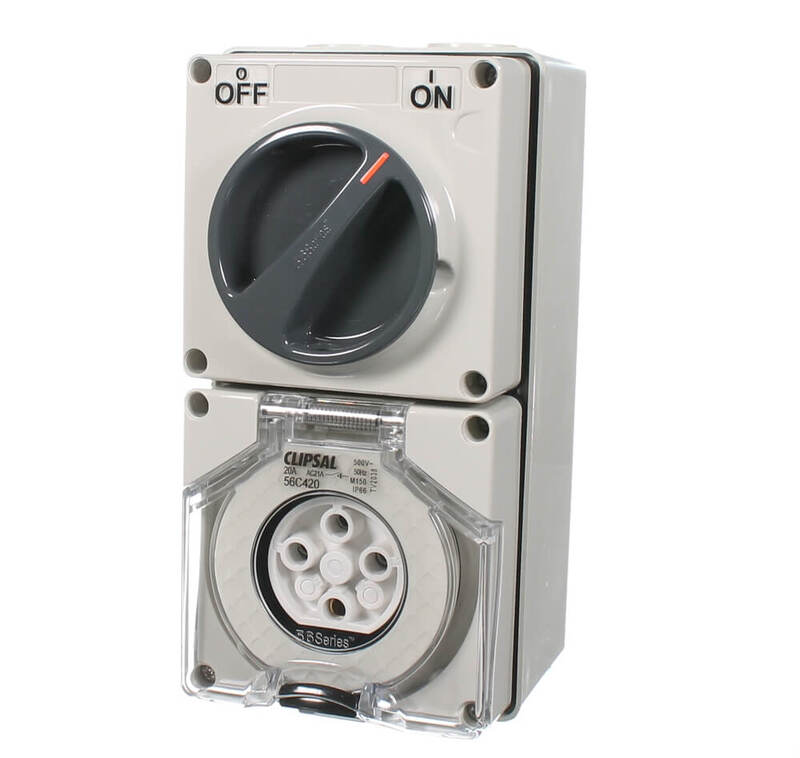 CLIPSAL 56C420-GY | 4 Pin 20Amp Switched Socket Outlet | 56 Series