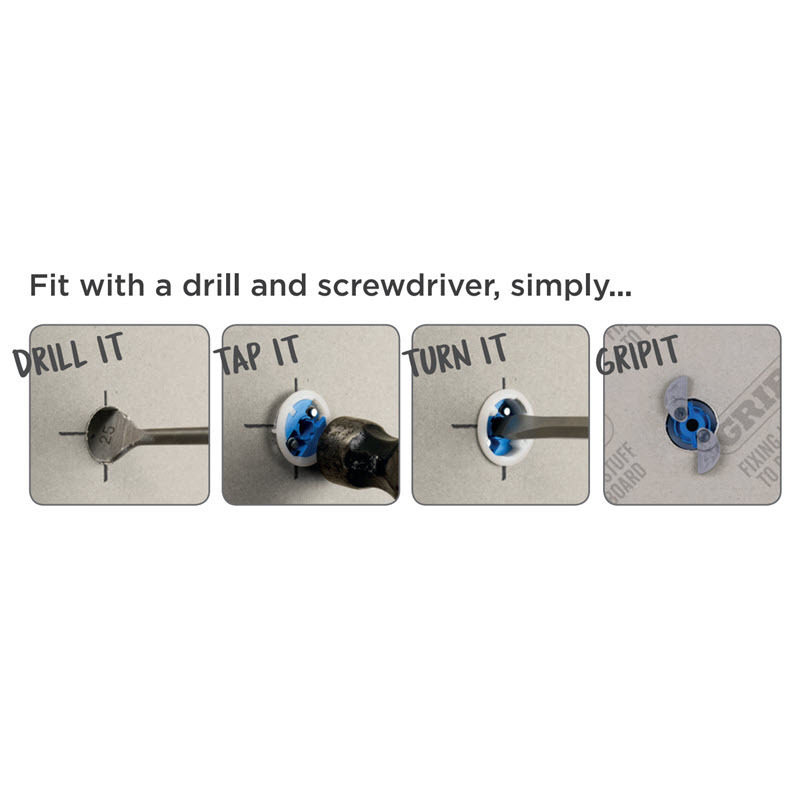 Gripit AUGTVKIT | TV Bracket Fixing Kit | Holds up to 60KG