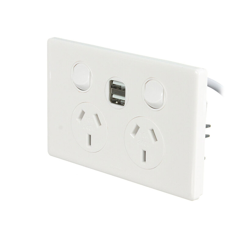 Double GPO Power Point With Dual 2.4A USB Charger | Legrand ED777USB2PSAWE