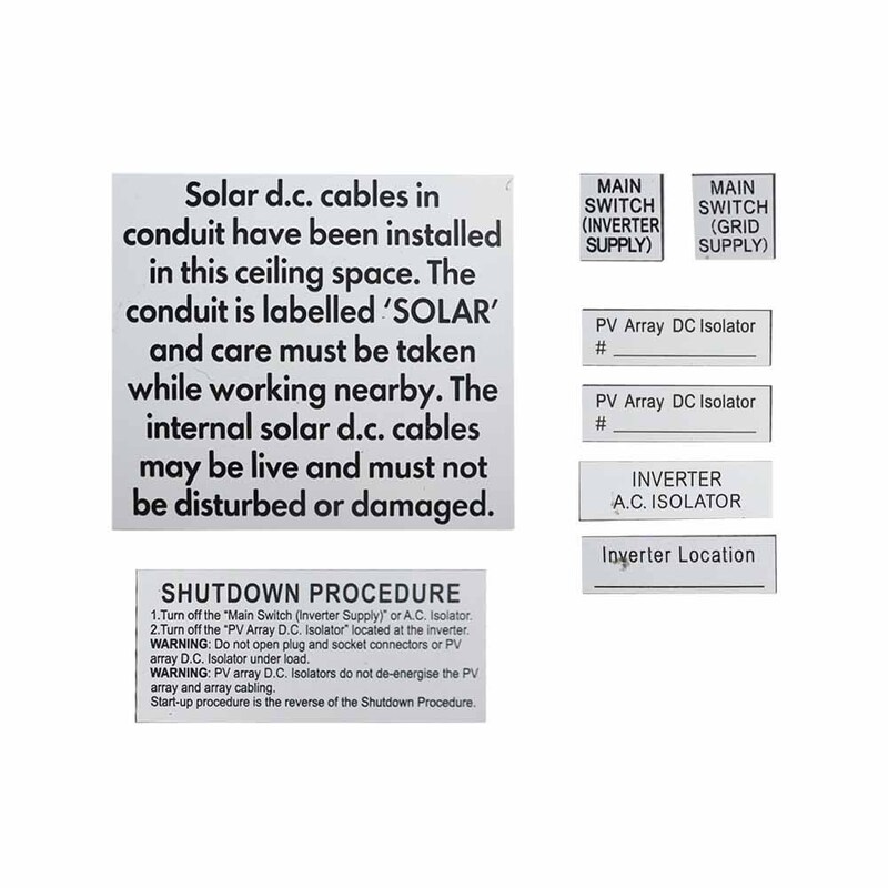 Solar Connect Label Kit KNS09 | Professional Grade Solar Label Stickers ...
