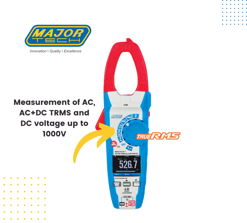 Major Tech MT777 | 1000A AC/DC TRMS Bluetooth Clamp Meter