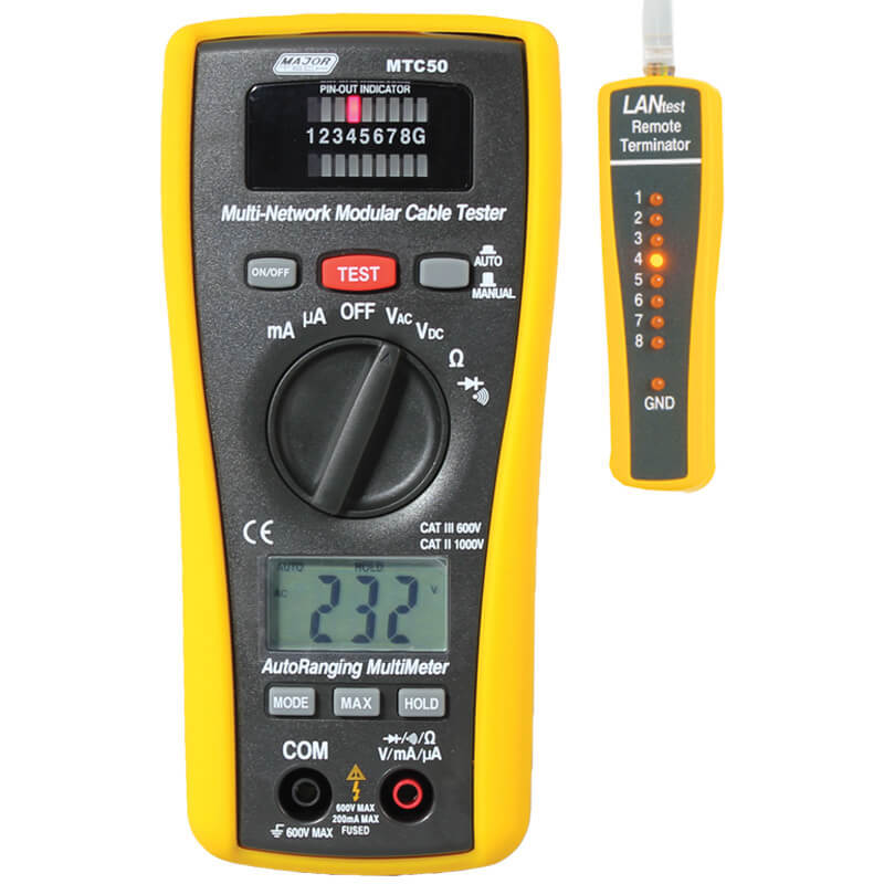 Major Tech MTC50 | 2-In-1 LAN Tester and Multimeter