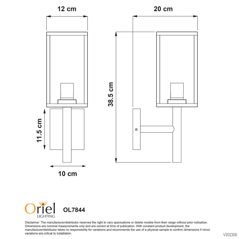 Oriel OL7844BK | Pandora Wall Bracket Hamptons Style Outdoor Wall Light ...