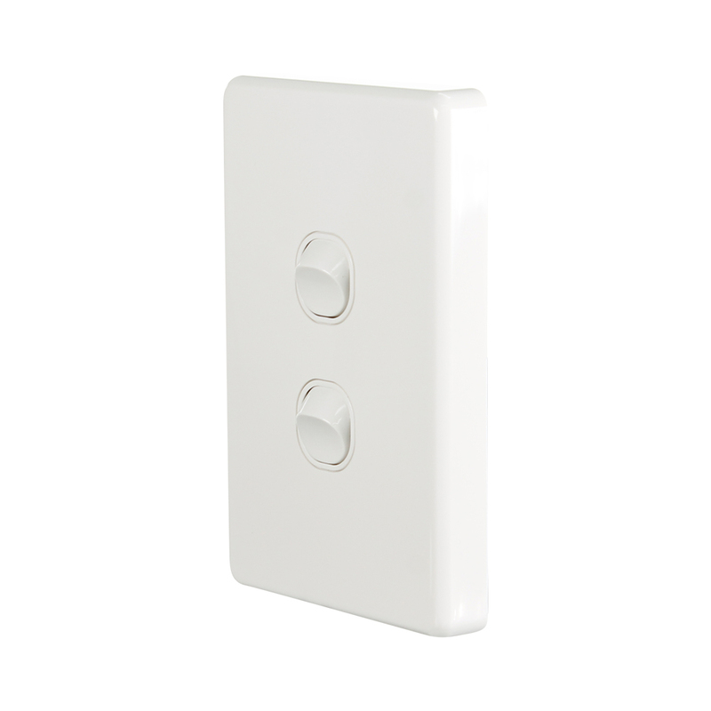 Trader Puma PUSWV2G | 2 Gang 16A Vertical Switch | White