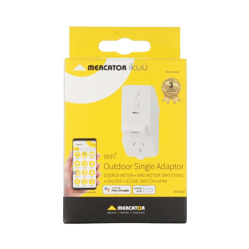 Mercator Ikuu SPLUG03 | Smart IP44 Outdoor Single Adapter | Wi-Fi
