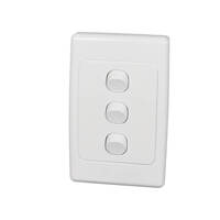Clipsal 3 Gang Switch 10Amp 250v White (2000 Series) 2033VAWE, 2033VA