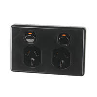 CLIPSAL C2025BK | Double Power Point GPO 10Amp 250v Black (Classic Series)