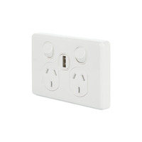 Clipsal C2025USBC-WE | Double Power Point With 1.2A USB White (Classic ...