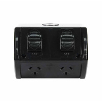 CSG WPOD10NCB | Weatherproof Double GPO 10 Amp | Black Outdoor Power Point