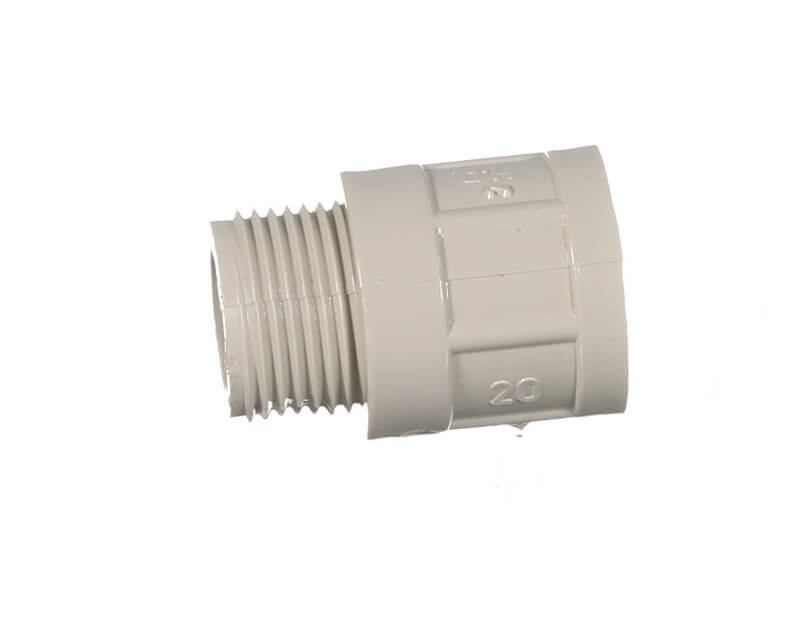 Clipsal 263-20-GY | 20mm Plain to Screwed PVC Conduit Male Coupling