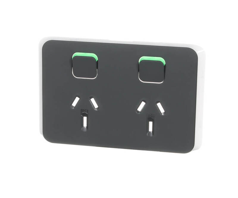 Clipsal Iconic 3025C-AN | Double Power Point Skin Anthracite | (SKIN ONLY)