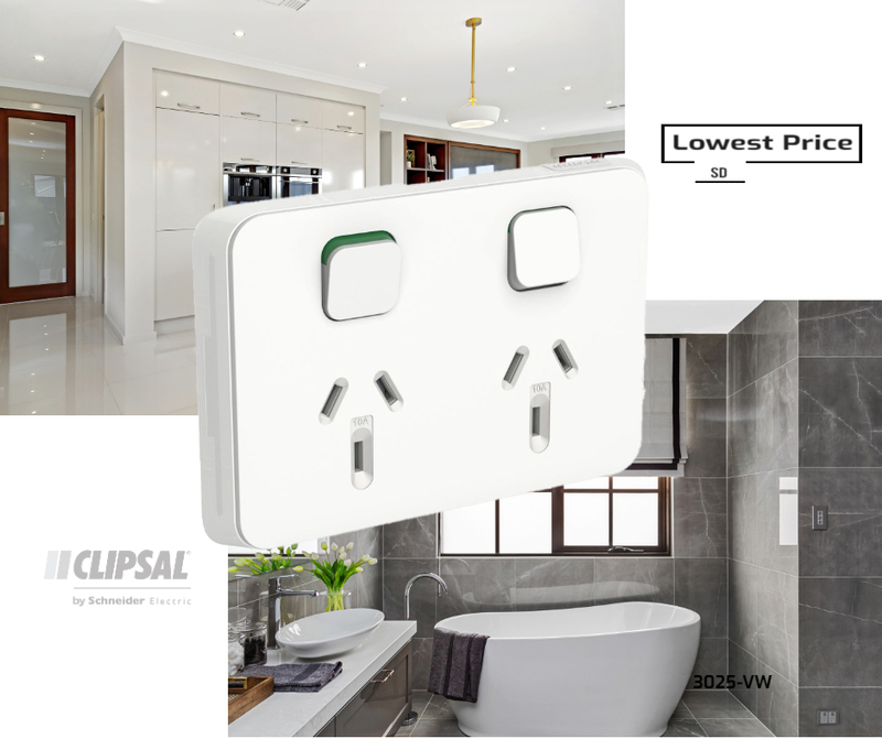 Clipsal 3025VW-50Bundle | Double Power Point GPO 10 Amp | Vivid White ...