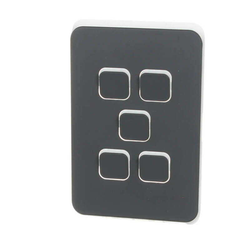Clipsal Iconic 3045C-AN | 5 Gang Switch Plate Cover Anthracite | (Skin ...