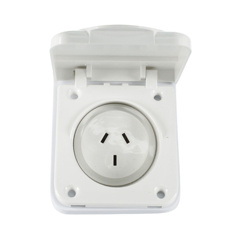 NLS 30791 | Weatherproof Inlet 15 Amp White IP44 | Caravan Inlet