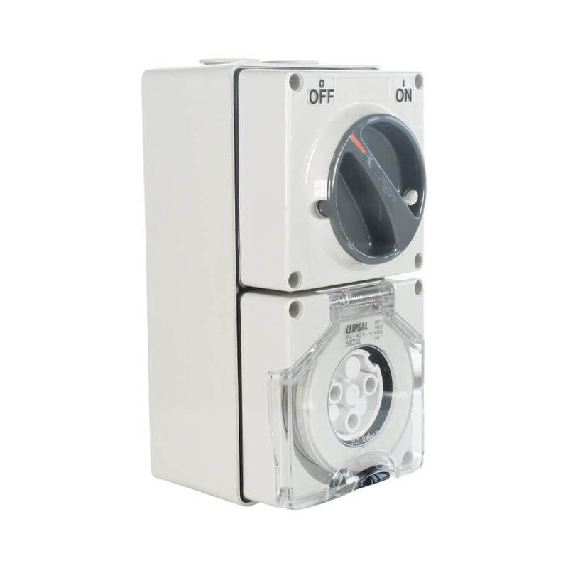 Clipsal 56C320GY | 3 Round Pin 20Amp Switched Socket Outlet IP66 | 56 ...