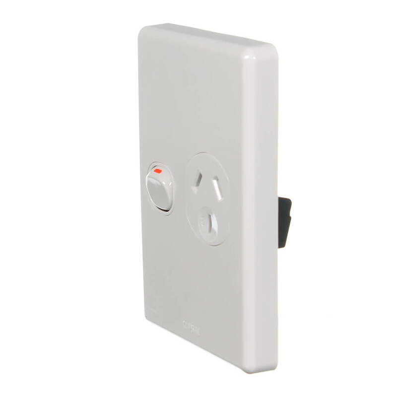 Clipsal Classic C2015V-WE | 10Amp Single Vertical Socket Outlet White