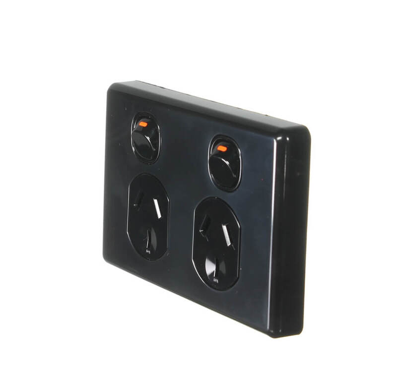 CLIPSAL C2025BK | Double Power Point GPO 10Amp 250v Black (Classic Series)