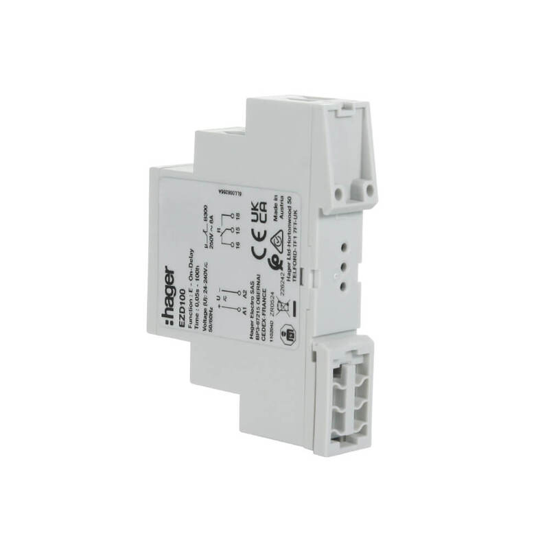 Hager EZD100 | Delay On Time Relay 24-240V AC/DC | 50ms-100h