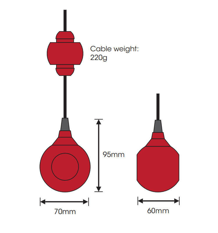 Matelec FSW-12530 | Liquid Float Switch 9006 Series with 10 Meter Lead
