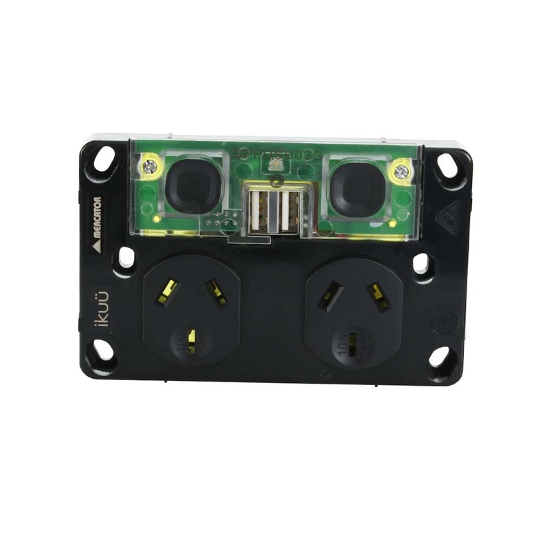 Mercator Ikuu SPPUSB02GMBK | Matt Black Smart Double Power Point with ...