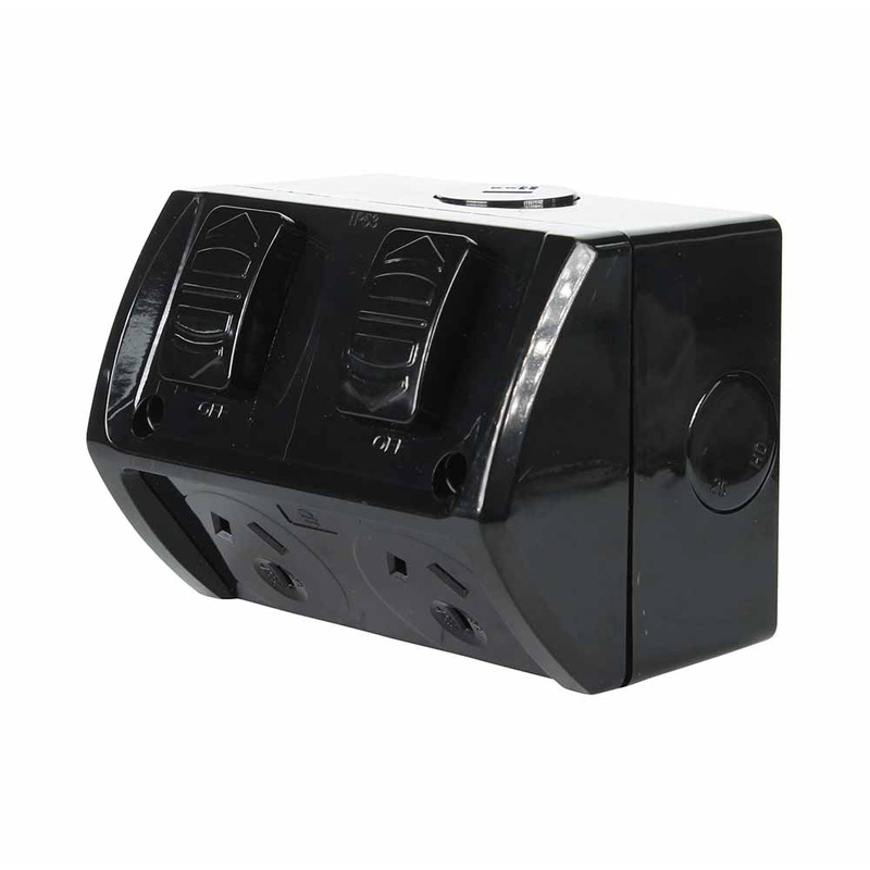 CSG WPOD10NCB | Weatherproof Double GPO 10 Amp | Black Outdoor Power Point