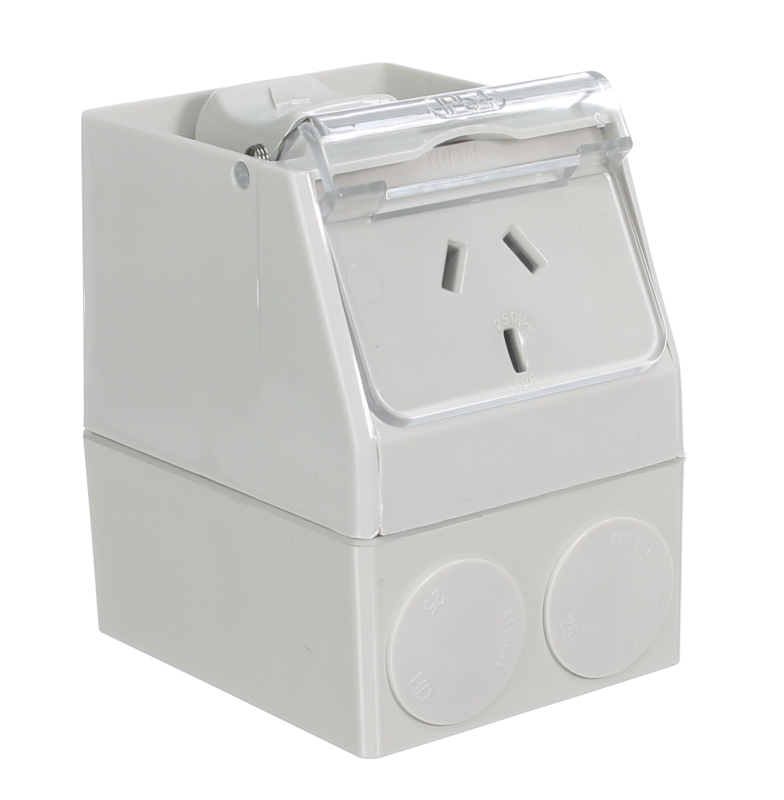 CLIPSAL WSC228-GY | Single Weatherproof Power Point GPO 10amp 250v with ...