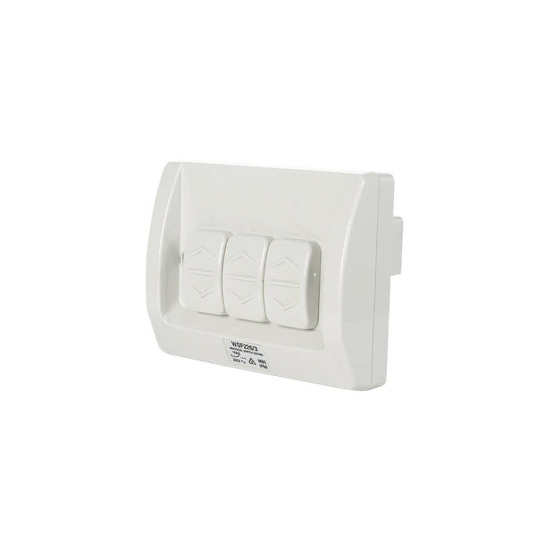 Clipsal WSF226-3RG Weatherproof Switch - 3 Gang, 250V, IP66, Grey