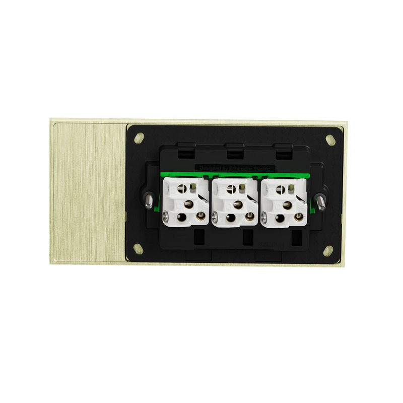 Clipsal 1043TA-LB | Solis T Series 3 Gang Switch 20A/16AX | Living Brass