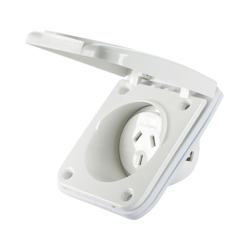 NLS 30791 | Weatherproof Inlet 15 Amp White IP44 | Caravan Inlet