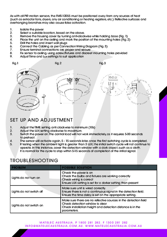 Matelec FMS12055 | Surface Mount 360 degree PIR Motion Sensor IP44