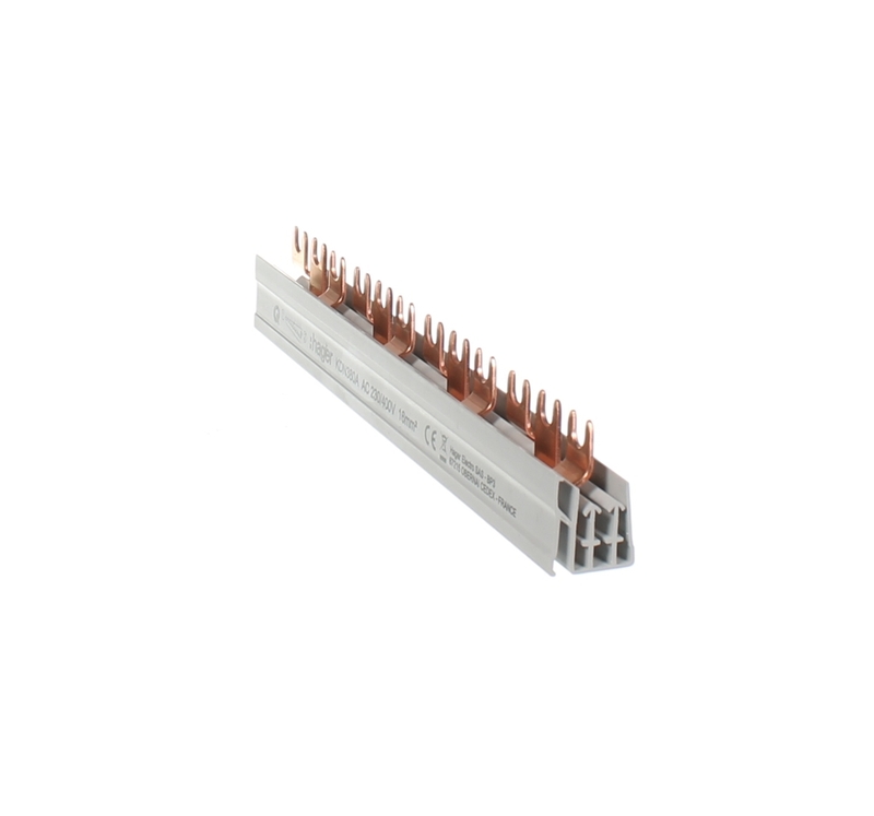 Hager KDN380A | 12 Pole 3 Phase Fork Style Insulated Busbar 80A 16mm²
