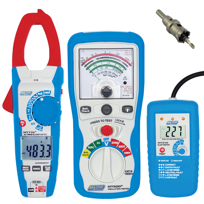 Major Tech MT-COMBO-4 | Electrical Testing Kit with Clamp Meter ...