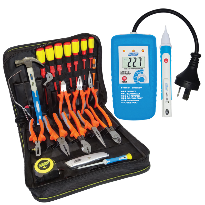 Major Tech MT-COMBO-9 | TKC3-9 Electricians Tool Kit+ MT310 ELCB Tester ...