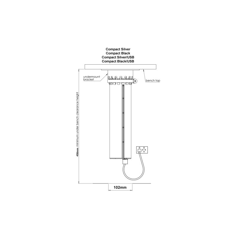 Point Pod PPC1B | Pop-Up Power Outlet 2 Power Point | Black