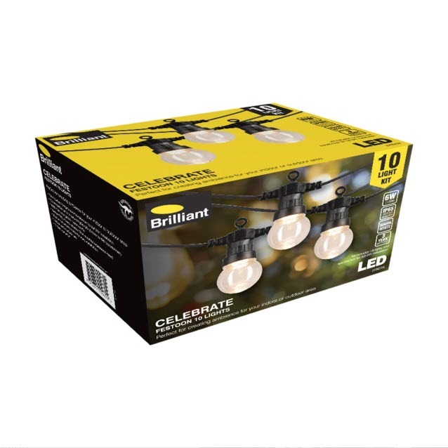 Brilliant 22082-06 | LED Festoon 10 Light Kit 3000K | 10 Meters | DIY