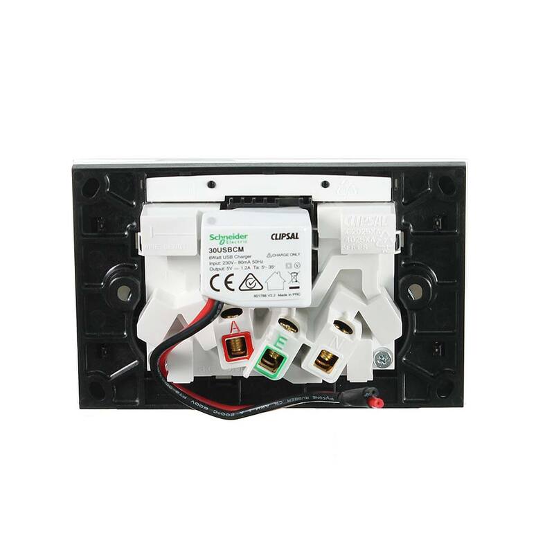 CLIPSAL SATURN 4025USBC-PW | 10A Double Power Point C/W USB | Pure White