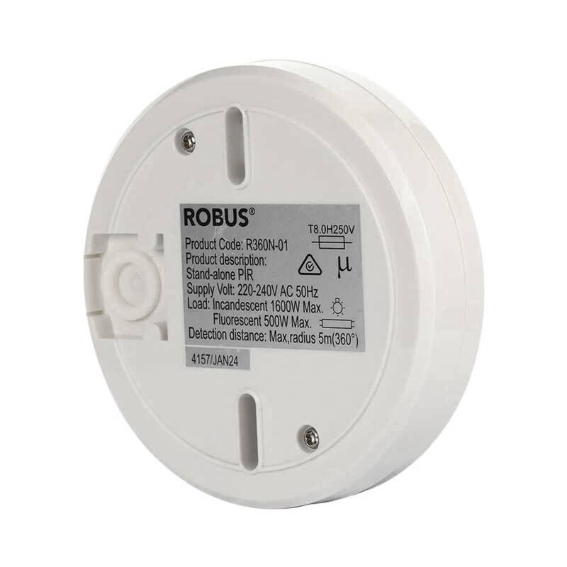 Robus R360N-01 | Motion Detector PIR Sensor 360° 10m⌀ 240v IP20 | White
