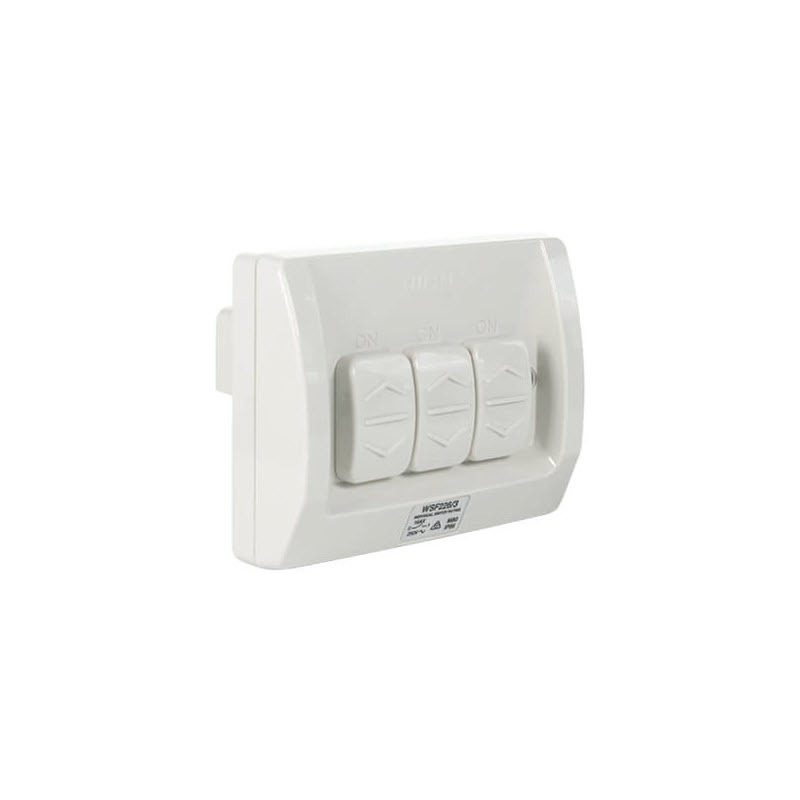 Clipsal WSF226-3RG | Weatherproof 3 Gang Switch 250V 16A IP66 | Grey